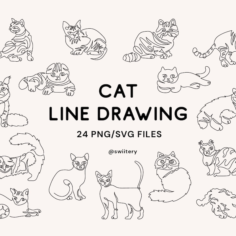 Cat Line Drawing - Etsy