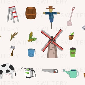 Farming Clipart Set PNG, Agriculture Illustration | Digital Instant ...