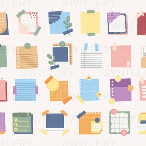 Note Clipart PNG | Paper Graphics for Planner Decor | Post It Sticky ...