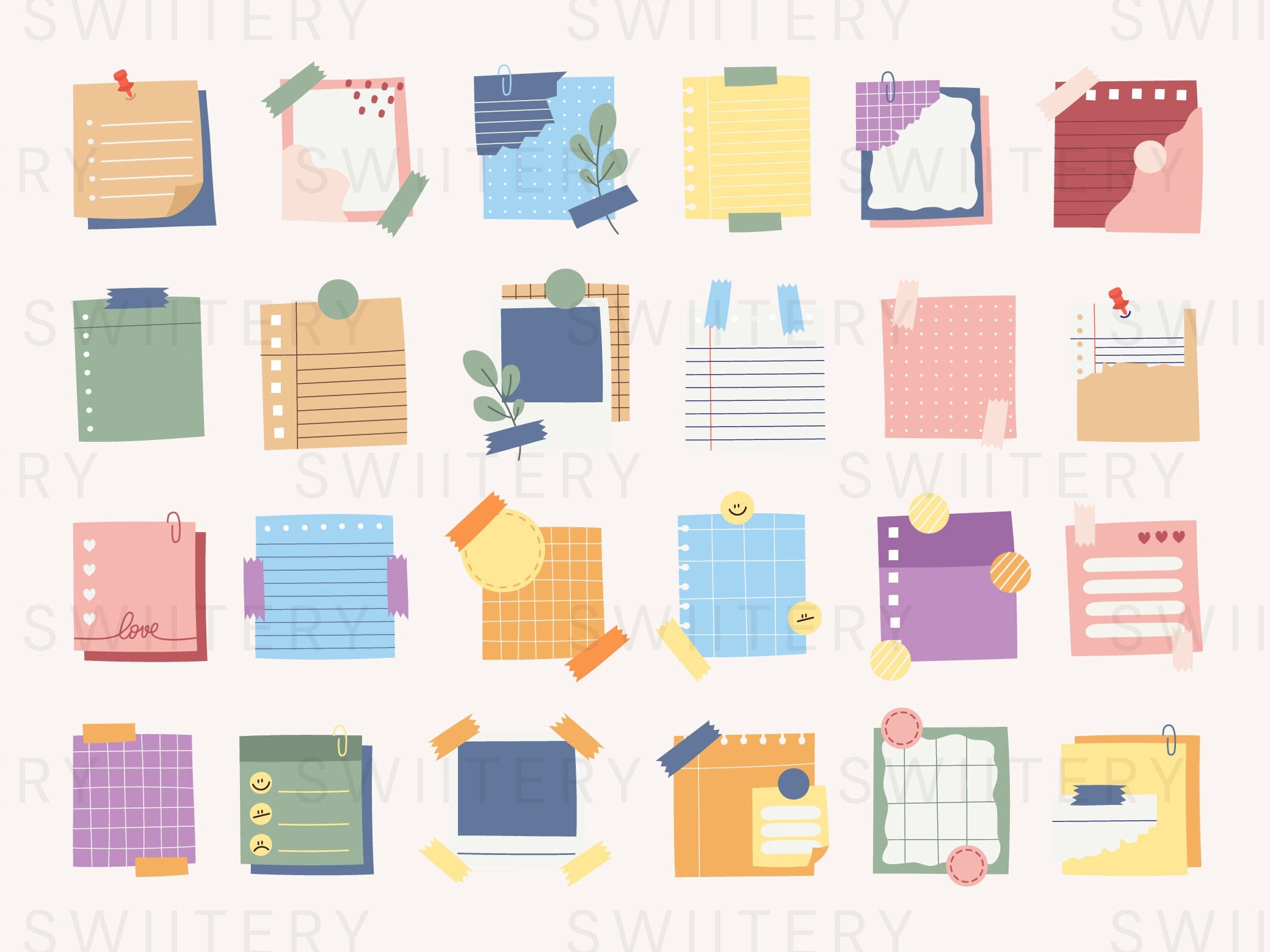 Note Clipart PNG | Paper Graphics for Planner Decor | Post It Sticky ...