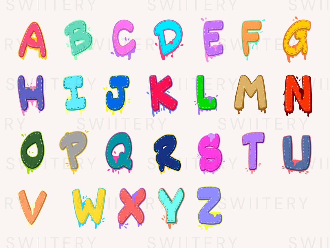 A-Z Letter Clipart Set PNG, English Alphabet Illustration | Digital ...