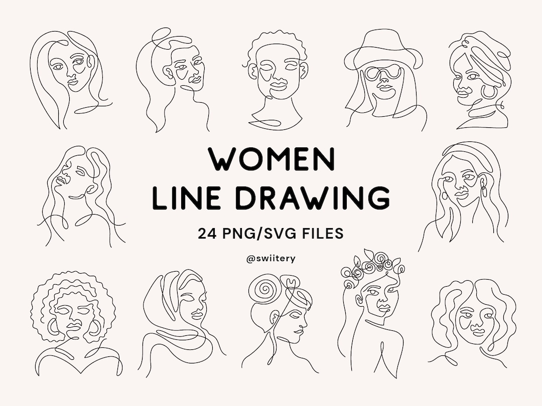 Women Line Drawing Clipart PNG SVG | Line Art Graphics for Wall Decor ...
