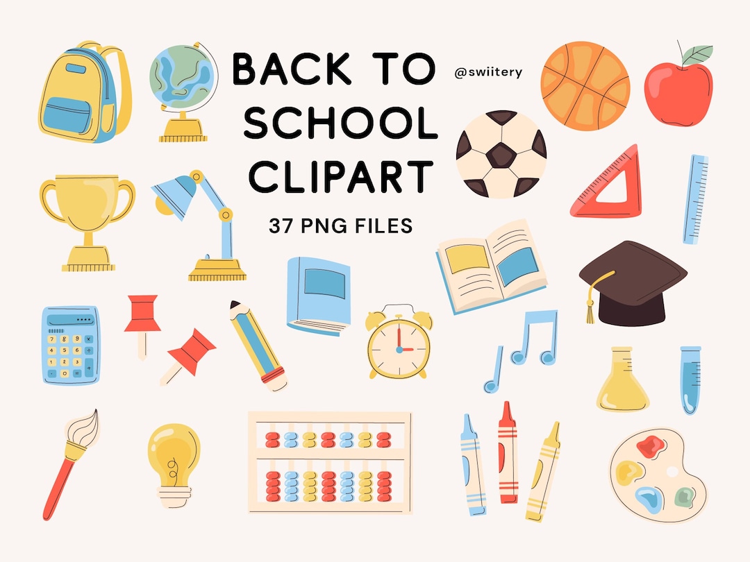 Back to School Clipart Set PNG, Education Learning Illustration ...