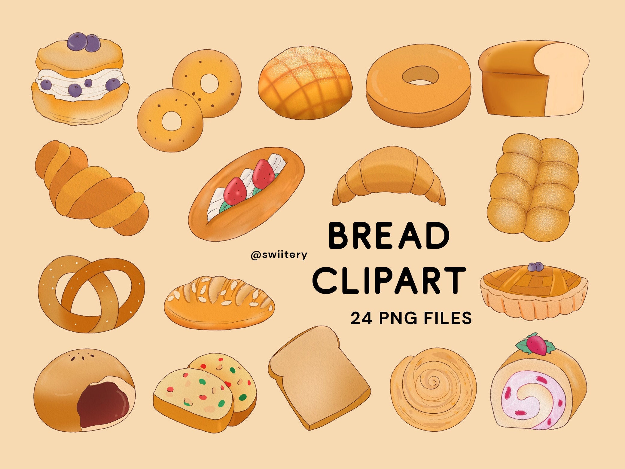 Bread Clipart PNG Cute Bread Graphics for Baking Lover Homemade, Baked ...