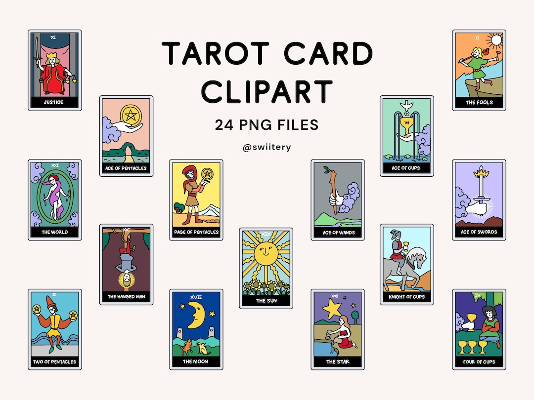 Cartoon Tarot Card Clipart Set PNG, Horoscope Astrology Fortune Telling ...