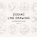 Zodiac Line Drawing Clipart PNG SVG | Minimal Line Art for Wall Decor ...