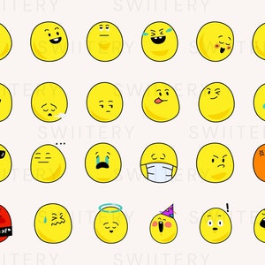 Emoji Clipart Set PNG, Smiling Face Emoticon Illustration | Digital ...