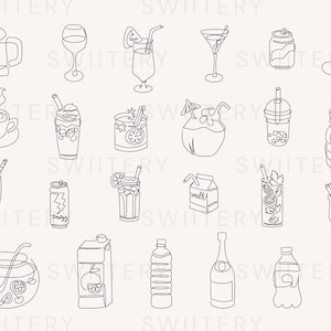 Drink Line Drawing Clipart PNG | Minimal Line Art Illustration ...