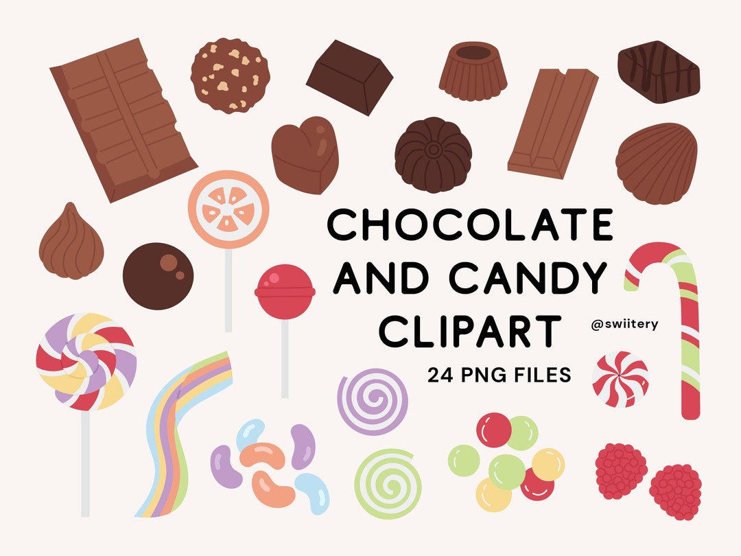 Chocolate and Candy Clipart Set PNG, Dessert Food Illustration ...