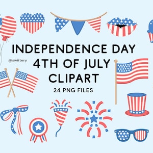 Independence Day 4th of July Clipart Set PNG | Kids Cartoon Characters ...