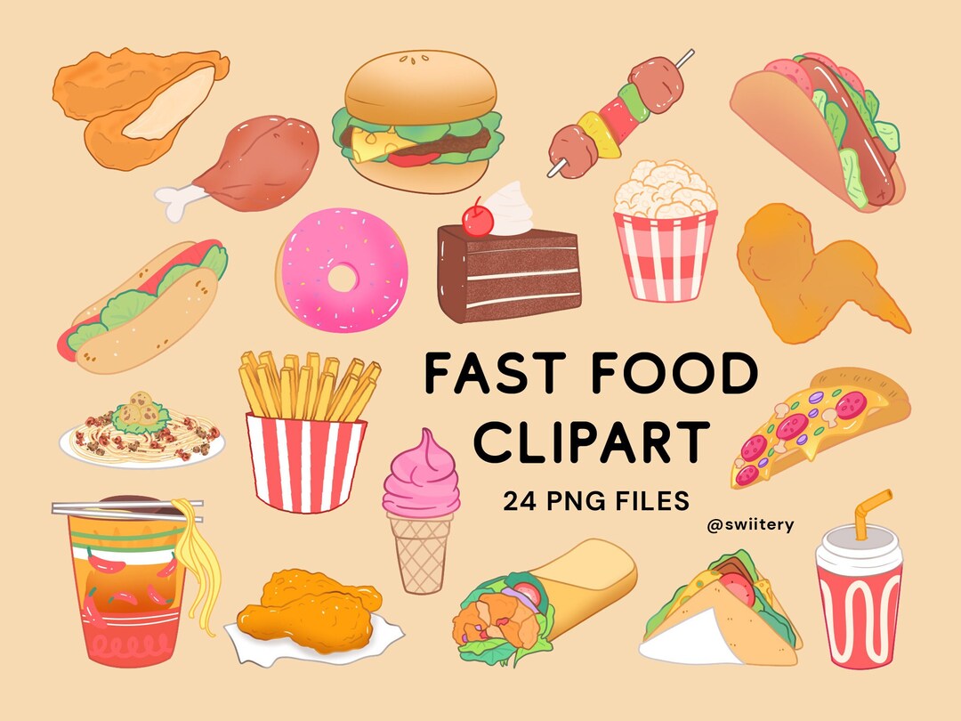 Fast Food Clipart PNG | Food Graphics for Foodies | Junk Food, Menu ...