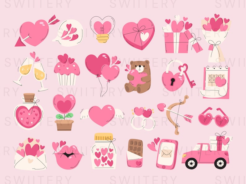 Love Valentine's Day Clipart PNG Love Graphics for - Etsy