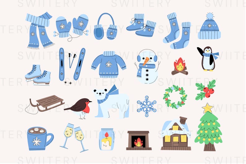 Winter Clipart PNG | Decoration Graphics for Cozy Winter Season ...