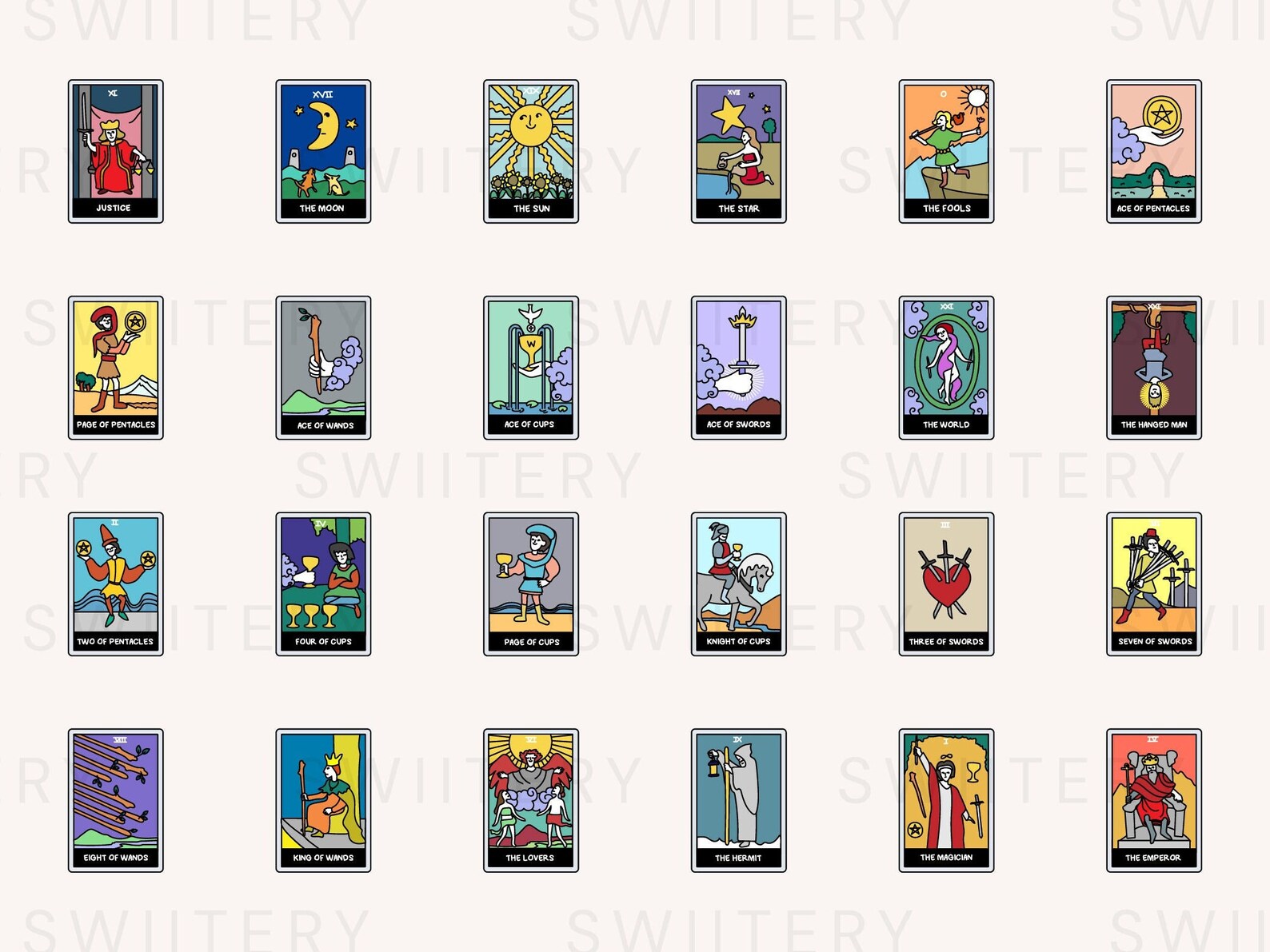 Cartoon Tarot Card Clipart Set PNG, Horoscope Astrology Fortune Telling ...