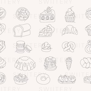 Bakery Line Drawing Clipart PNG SVG | Minimal Line Art for Wall Decor ...