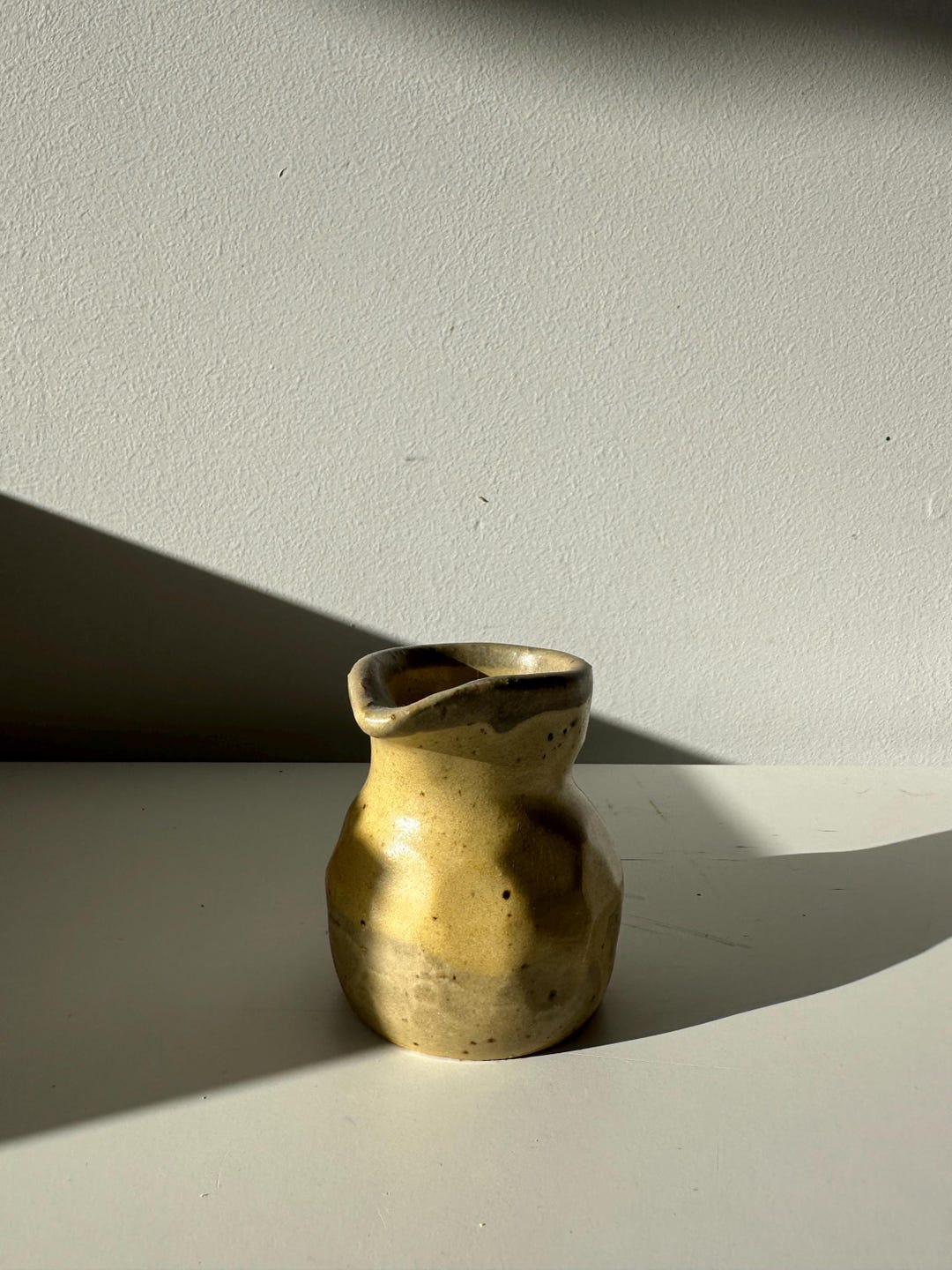 Ceramic Sauce Jug Pale Yellow and Grey One of a Kind Handmade Stoneware ...