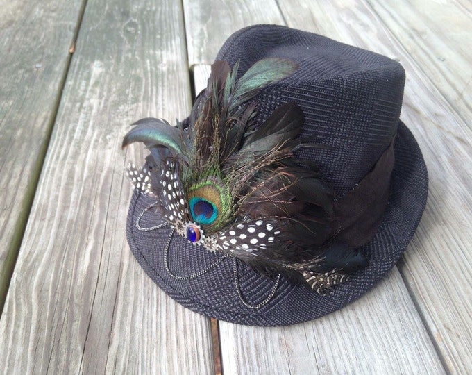 Steampunk Embellished Fedora Hat OOAK Feather Gear Art Hat Music ...