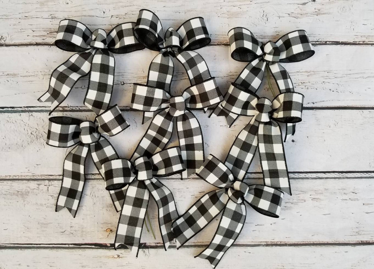 8 Black Buffalo Check Bows Rustic Bows Christmas Bows - Etsy