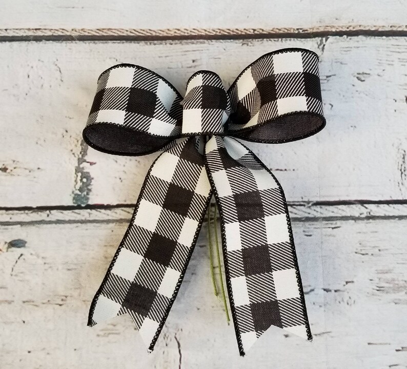8 Black Buffalo Check Bows Rustic Bows Christmas Bows - Etsy