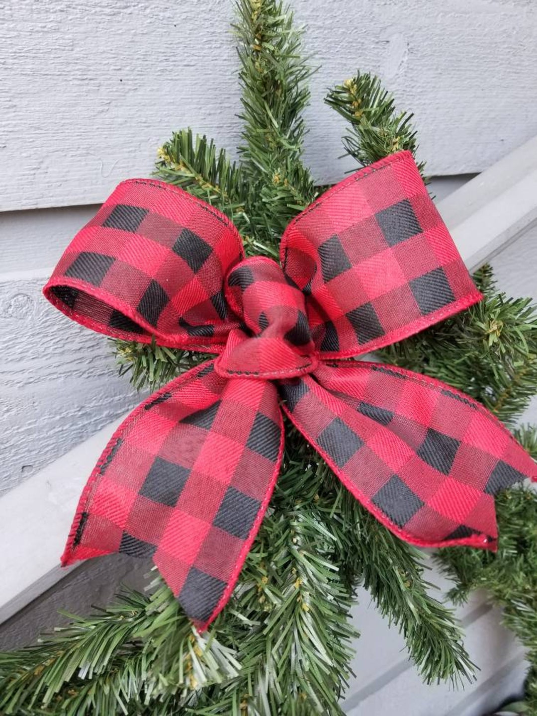 Red Black Buffalo Check Christmas Bows, Set of 4, Christmas Bows ...