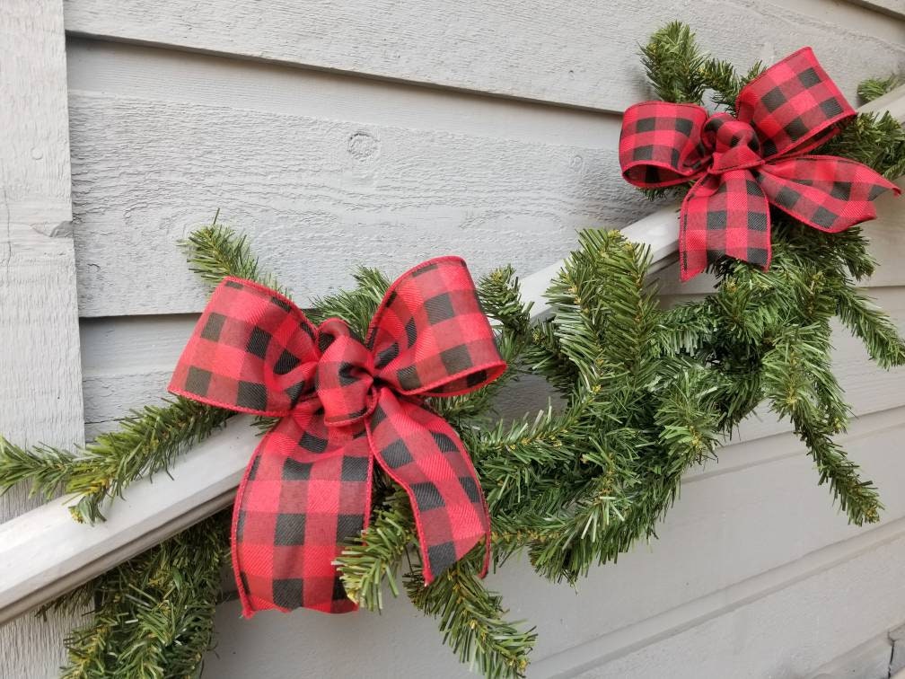 Red Black Buffalo Check Christmas Bows Set of 4 Christmas | Etsy