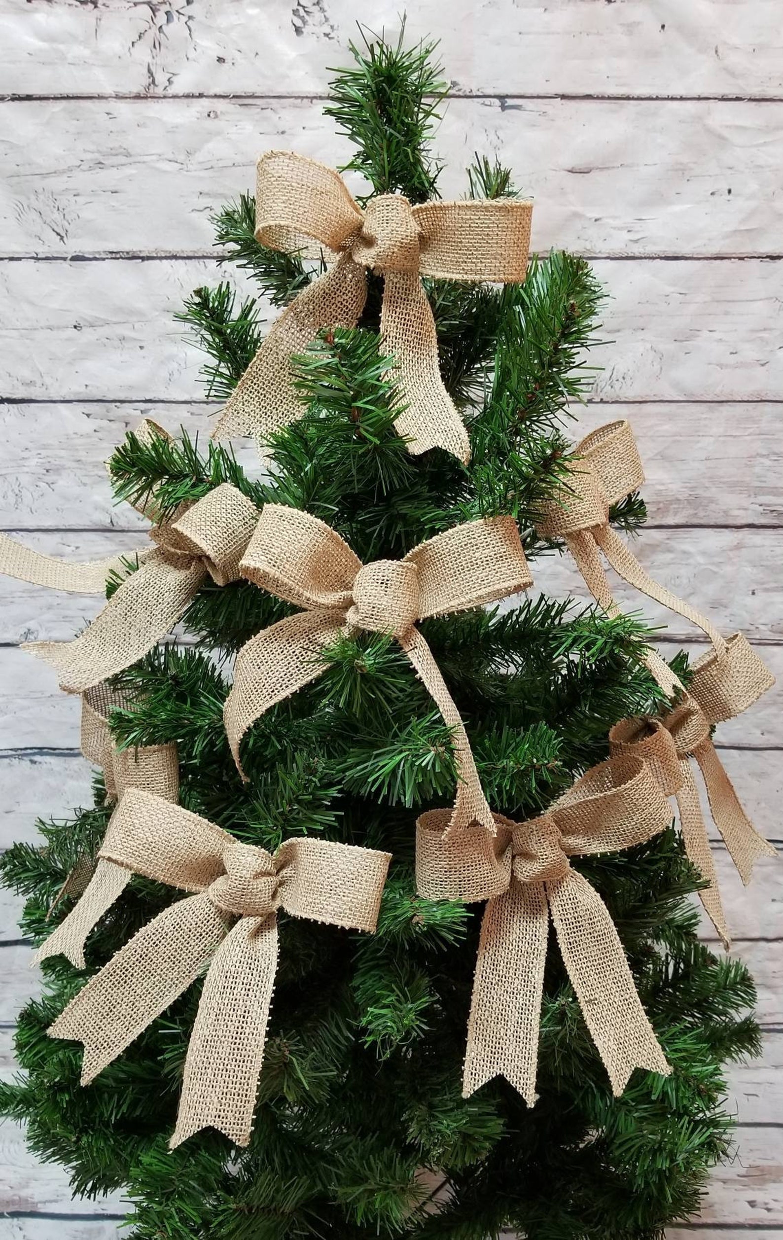 Set of 8 Wired Burlap Bows Rustic Bows Christmas Bows - Etsy