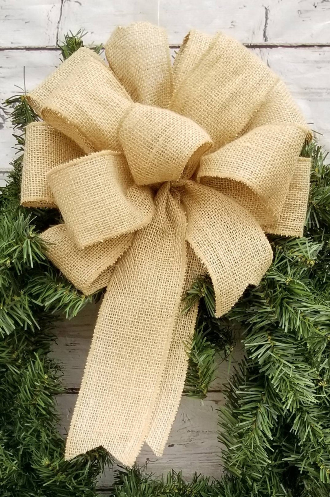Rustic Wired Burlap Bows Set of 2 Christmas Bows Wreath | Etsy