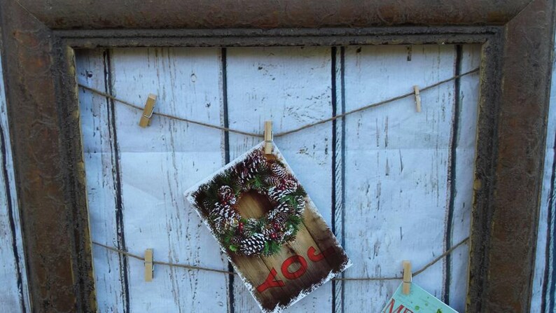 Rustic Wooden Frame Christmas Card Holder Picture Holder | Etsy