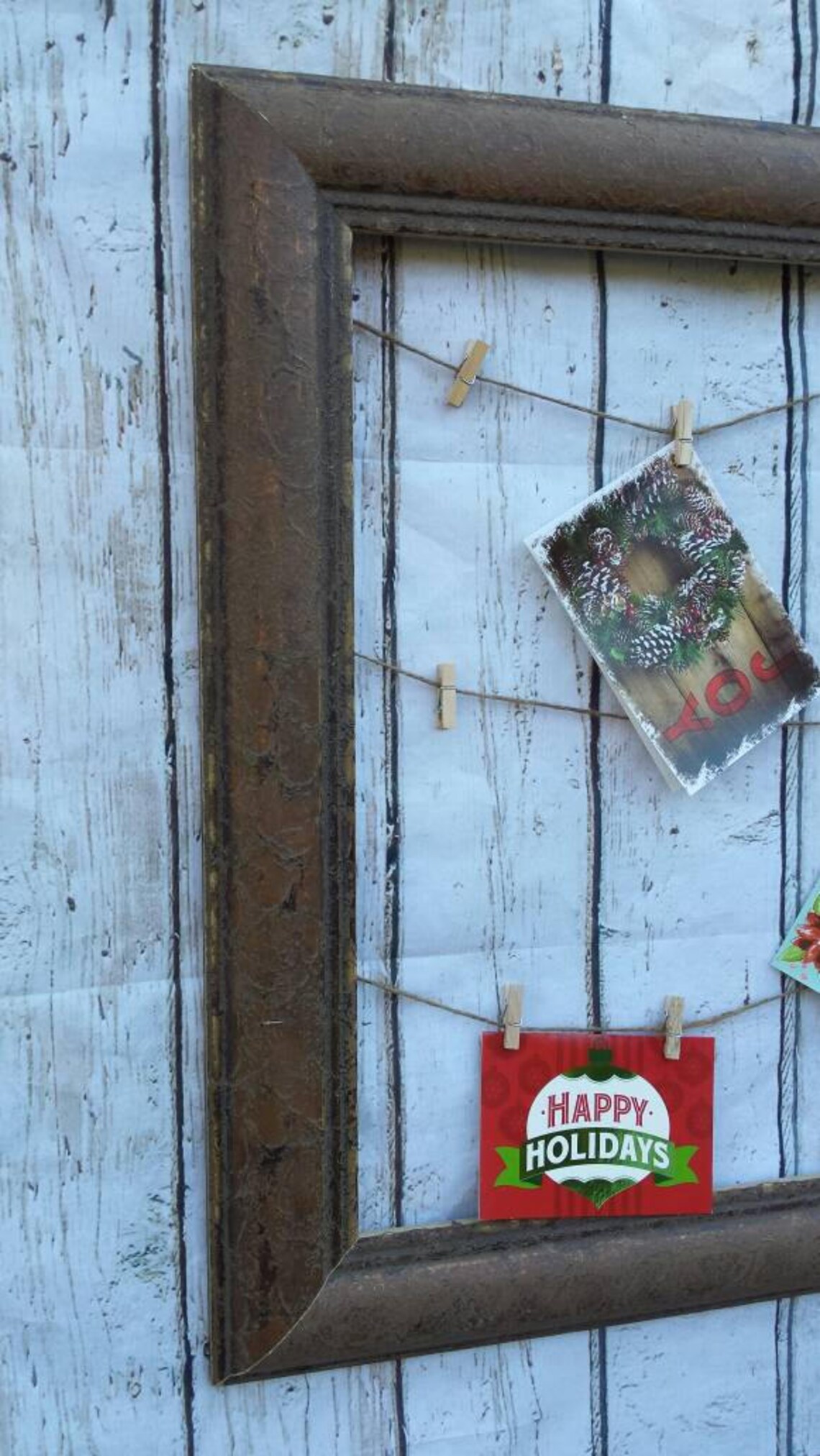 Rustic Wooden Frame Christmas Card Holder, Picture Holder, Memo Board ...