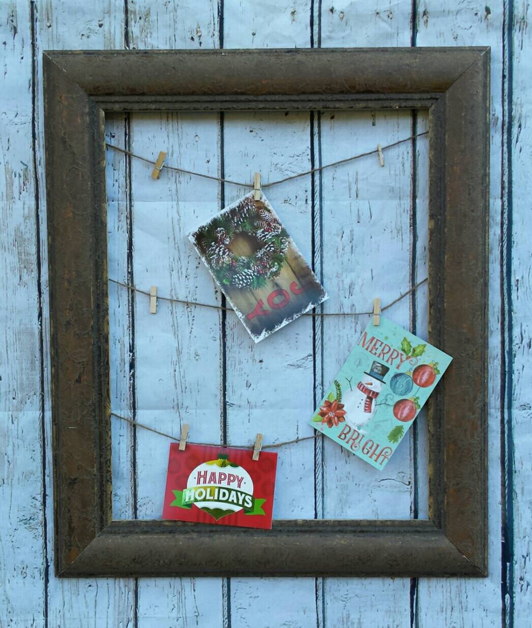 Rustic Wooden Frame Christmas Card Holder, Picture Holder, Memo Board ...