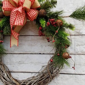 Rustic Bell and Berries Grapevine Wreath, Natural, Woodsy, Christmas ...