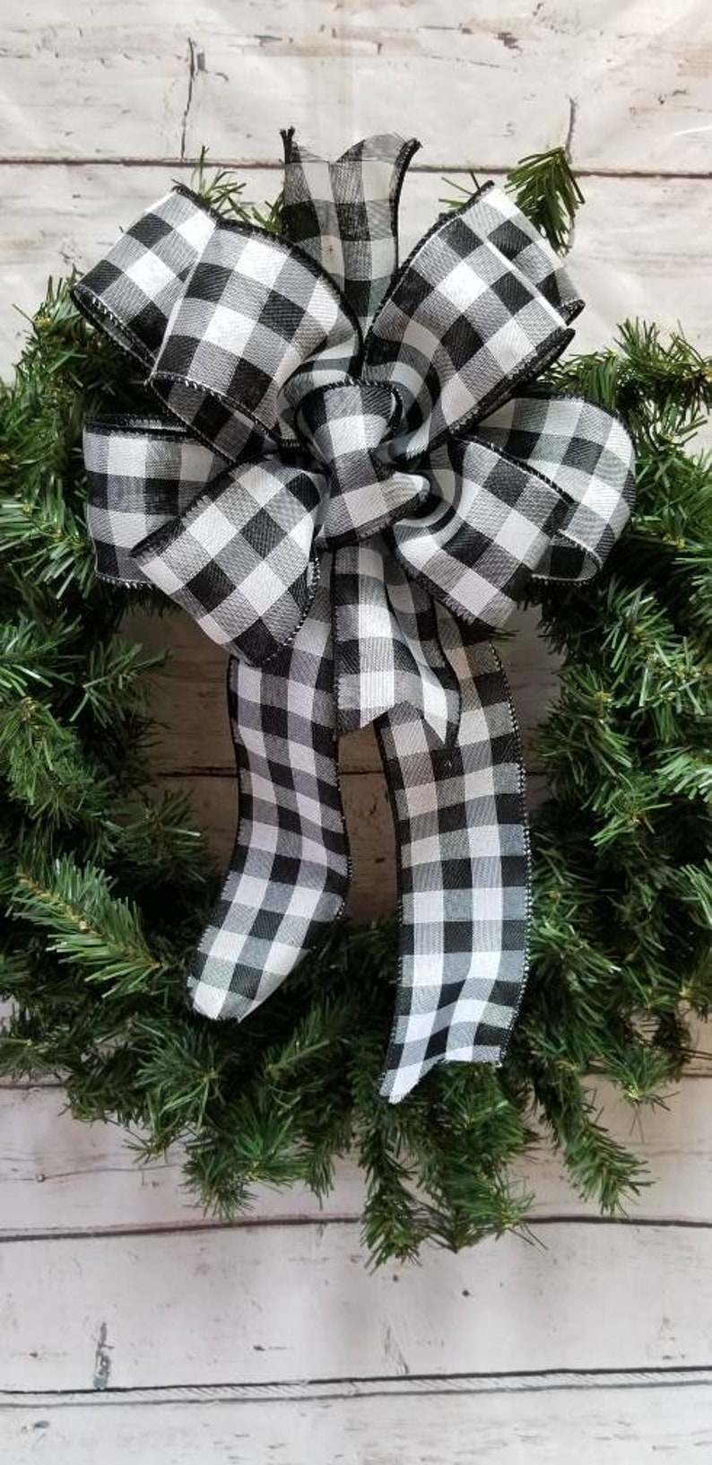 Wired Sheer Black Buffalo Check Bows Set of 2 Christmas - Etsy