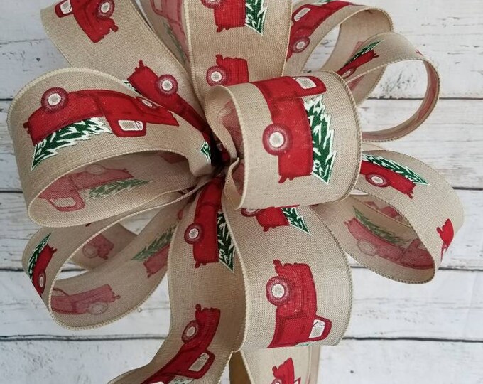 Red Truck Christmas Tree Topper Bow, Rustic, Country Christmas - Etsy