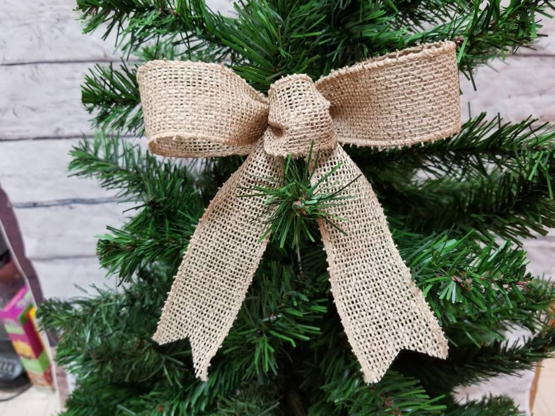 Set of 8 Wired Burlap Bows Rustic Bows Christmas Bows - Etsy