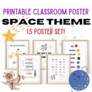 Classroom Printable Poster Set- Space Theme - Etsy