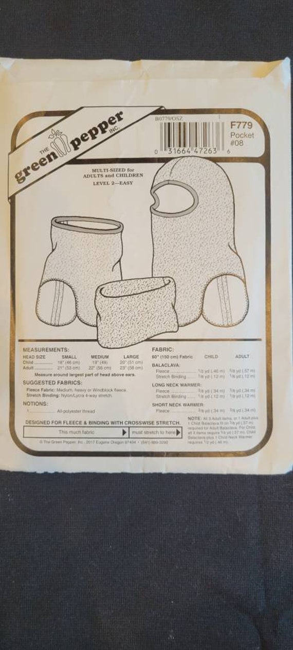Uncut Sewing Pattern Green Pepper F779 Sizes Adult & Children Craft ...