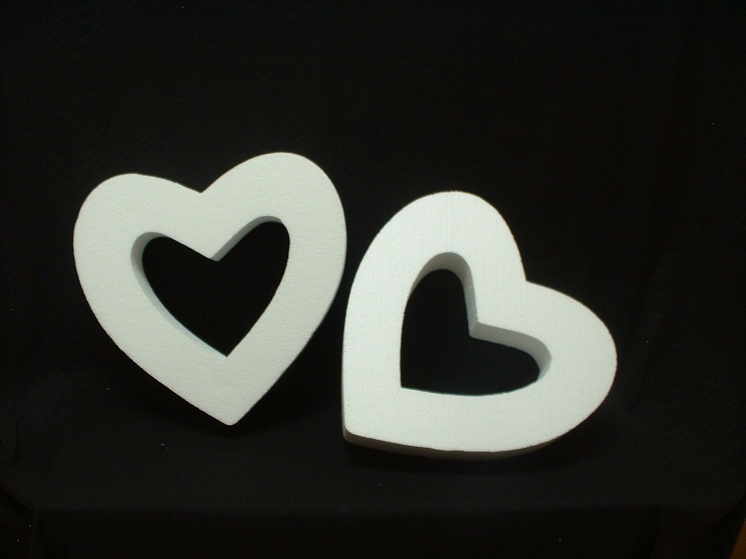 2 Pc Set EPS Styrofoam OPEN HEARTS Size 12" X 2" Thick Craft Valentine ...
