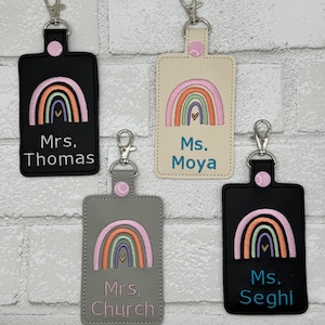 Boho Rainbow Badge Holder, Personalized ID Badge Holder, Card Case ...