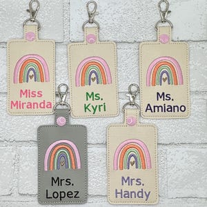 Boho Rainbow Badge Holder, Personalized ID Badge Holder, Card Case ...