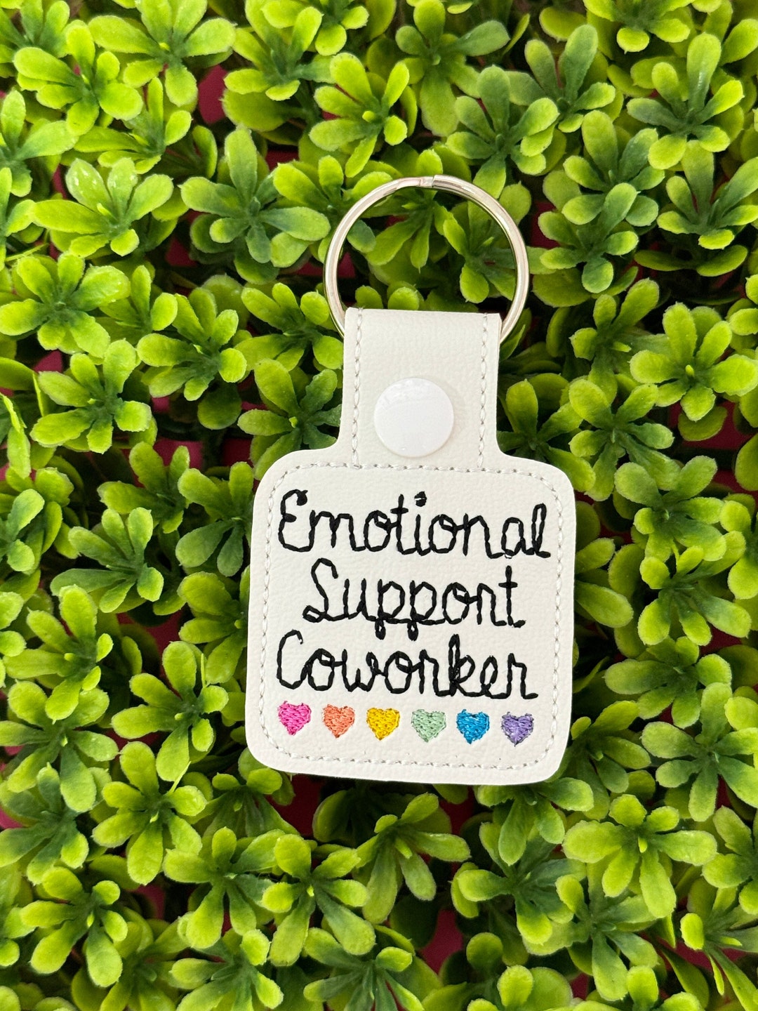 Emotional Support Coworker Keychain With Rainbow Hearts - Etsy