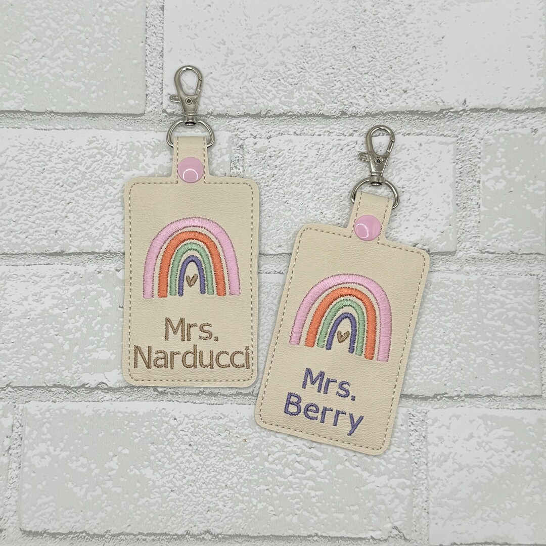 Boho Rainbow Badge Holder, Personalized ID Badge Holder, Card Case ...
