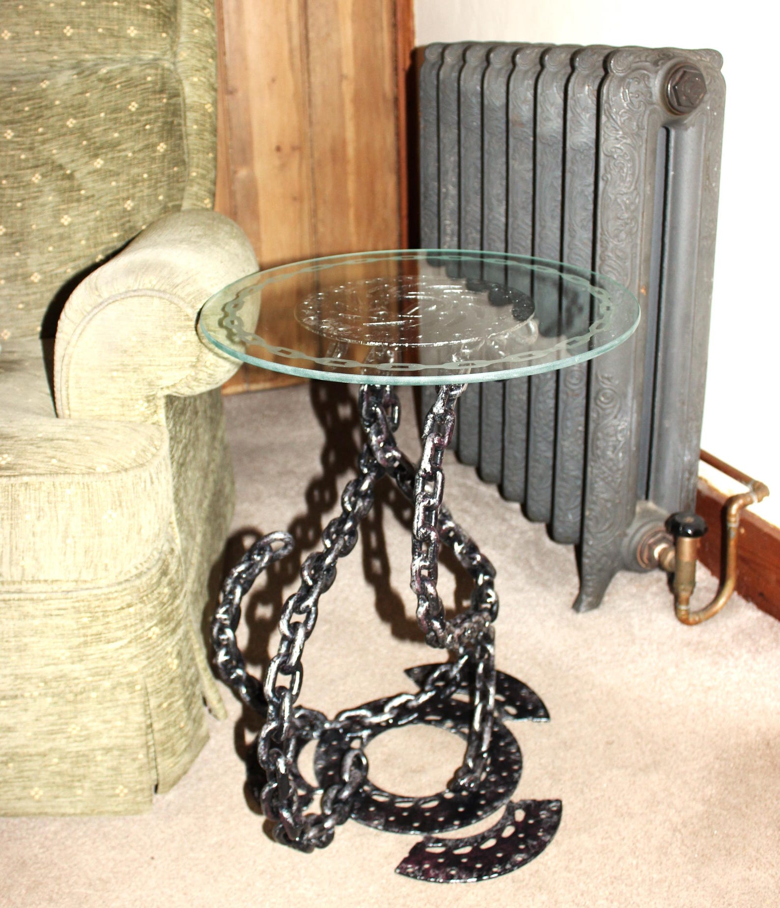 GOTHIC Link Chain Unique Wine Table Statement Furniture With Etched ...