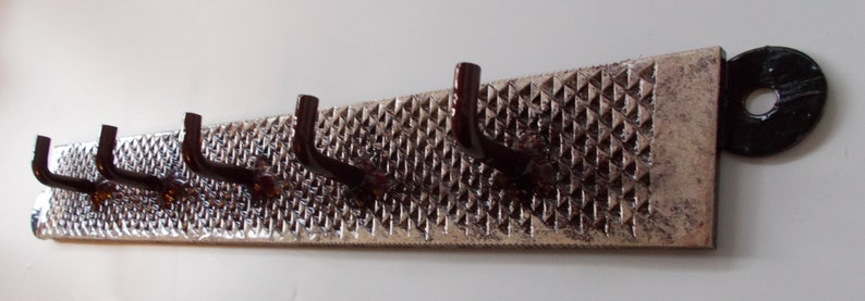 Recycled Farrier Rasp Dog Lead Tack Hanging Rack in Burgundy and Gold ...