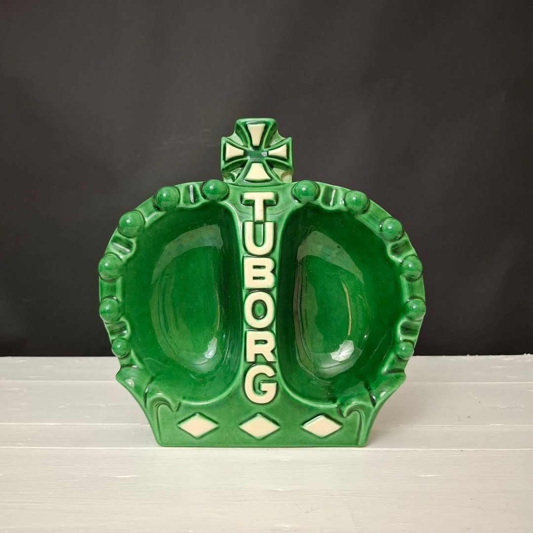 Collectible Green Ceramic Crown Ashtray With Advertising for Tuborg ...