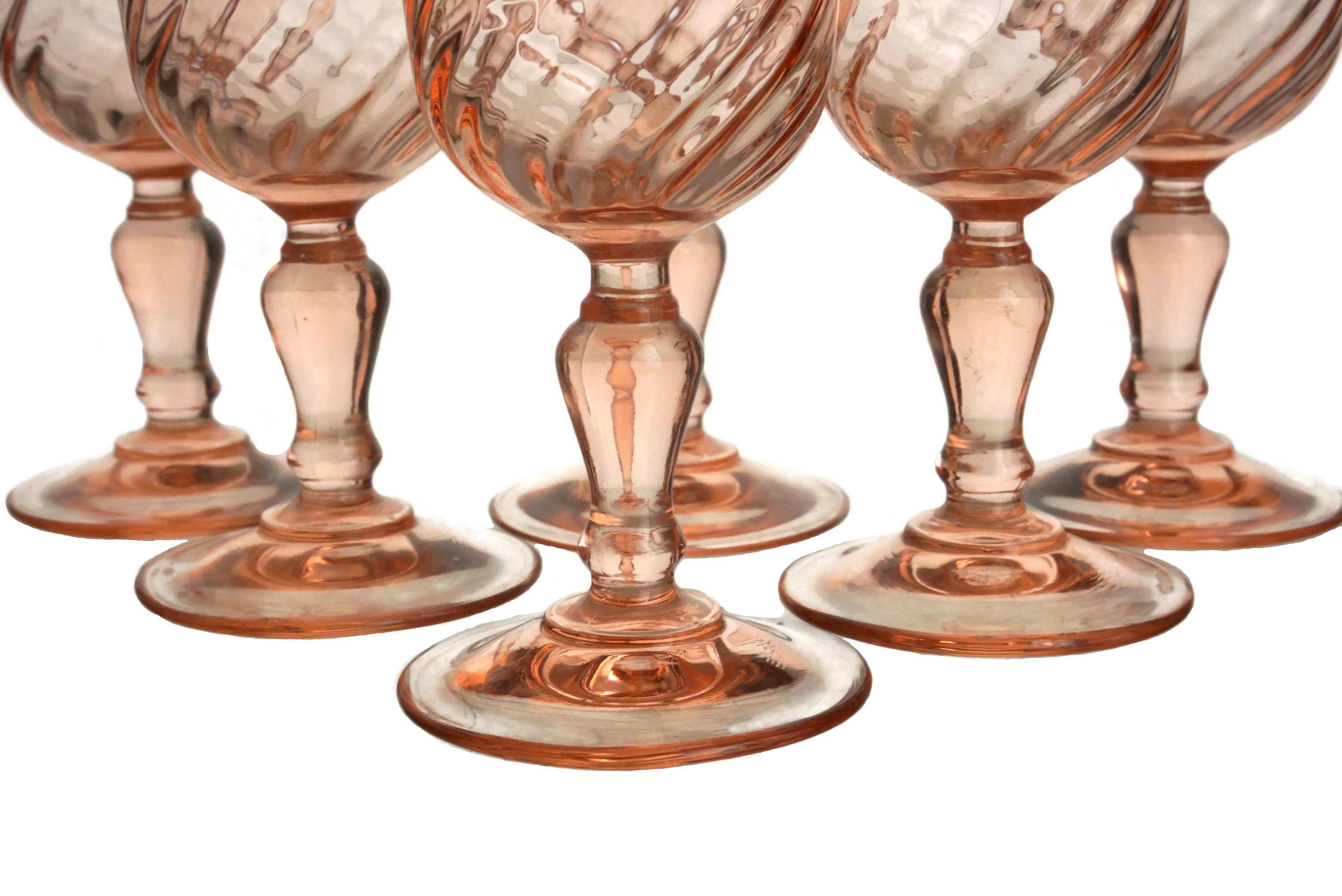 French Pink Sherry Glass Set Of 6 Vintage Liqueur Glassware And Bar Ts