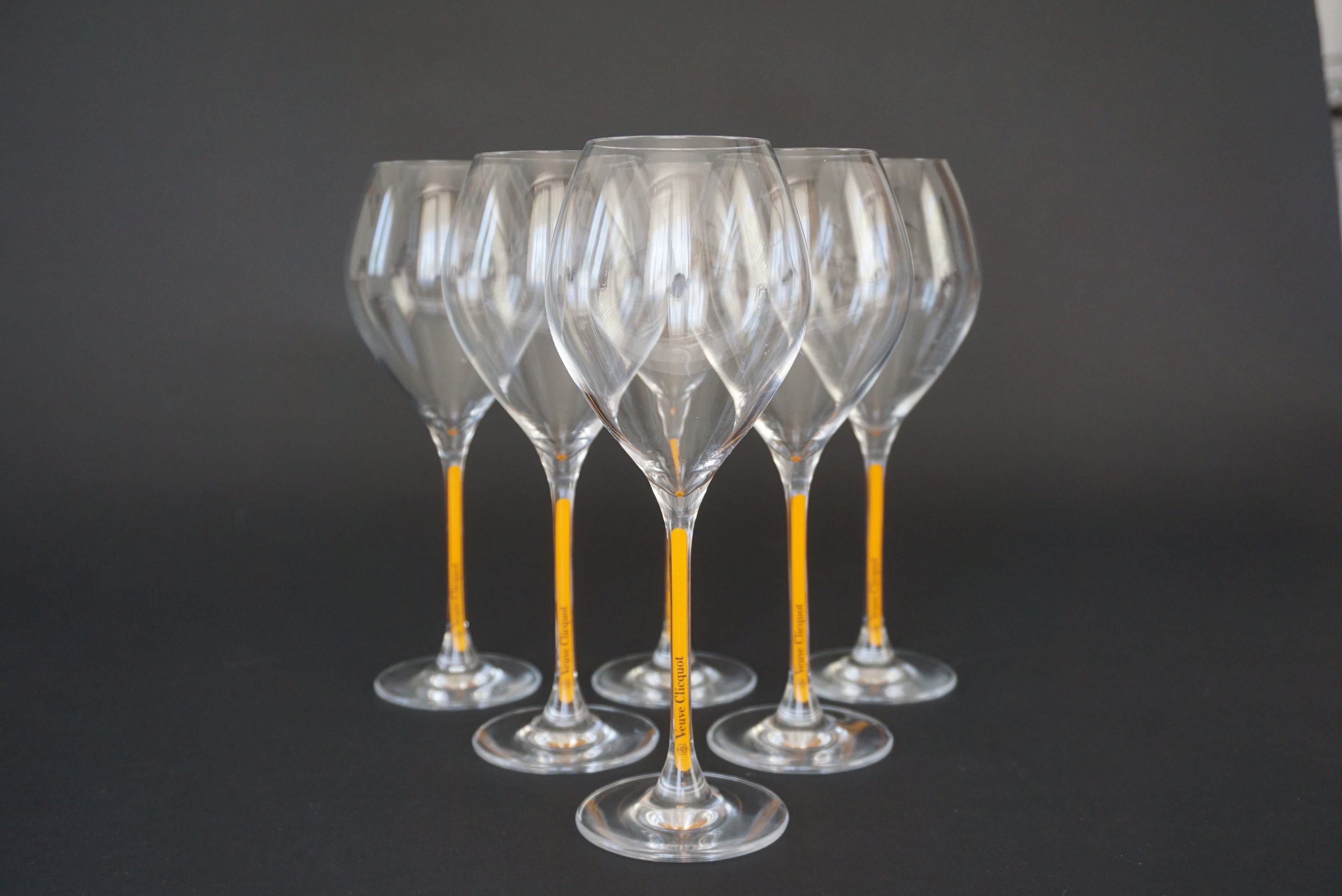 Veuve Clicquot Crystal Champagne Glasses Set Of 6 French Wine Glassware