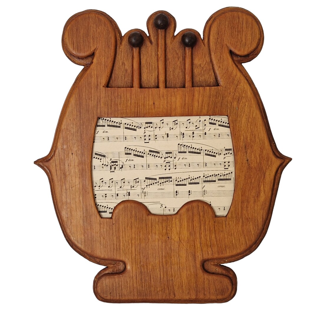 Art Deco Wooden Lyre Harp Photo Frame, Antique French Musical ...