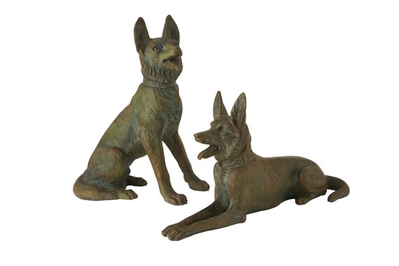 Pair of metal dog statues Statues Home Décor etna.com.pe