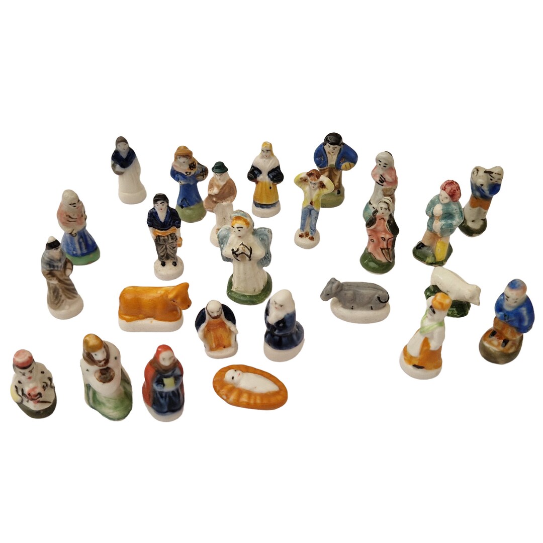 French Feves Christmas Nativity Set, 25 Ceramic Miniature Figurines - Etsy