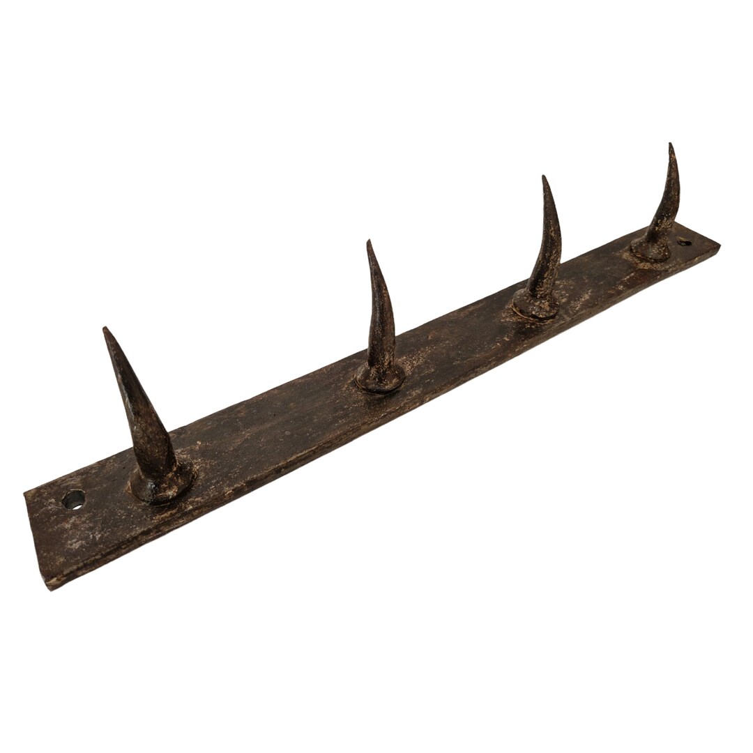 French Butcher Meat Hook Rack, Steel Wolf Teeth Pegs Rail, Industrial ...